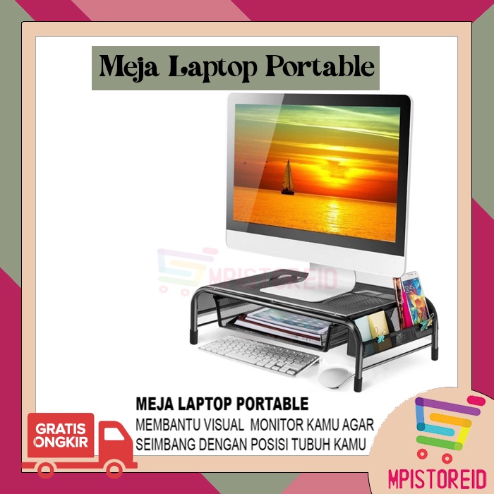 Jual Meja Laptop Rak Minimalis Portable Logam Metal Dekstop Penyimpanan ...