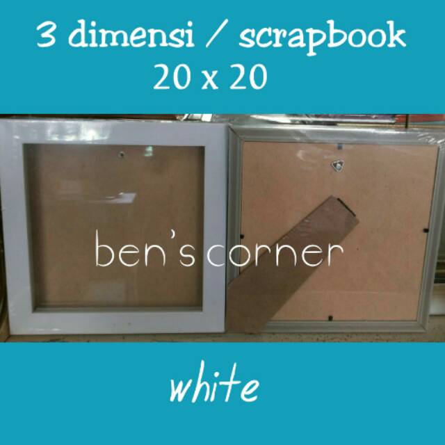 Jual Frame 3 dimensi / scrapbook uk.20x20 minimalis ~ white | Shopee ...