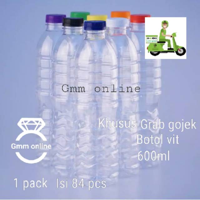 Jual Botol 600 ml 1 pack isi 84 pcs botol vit plastik | Shopee Indonesia
