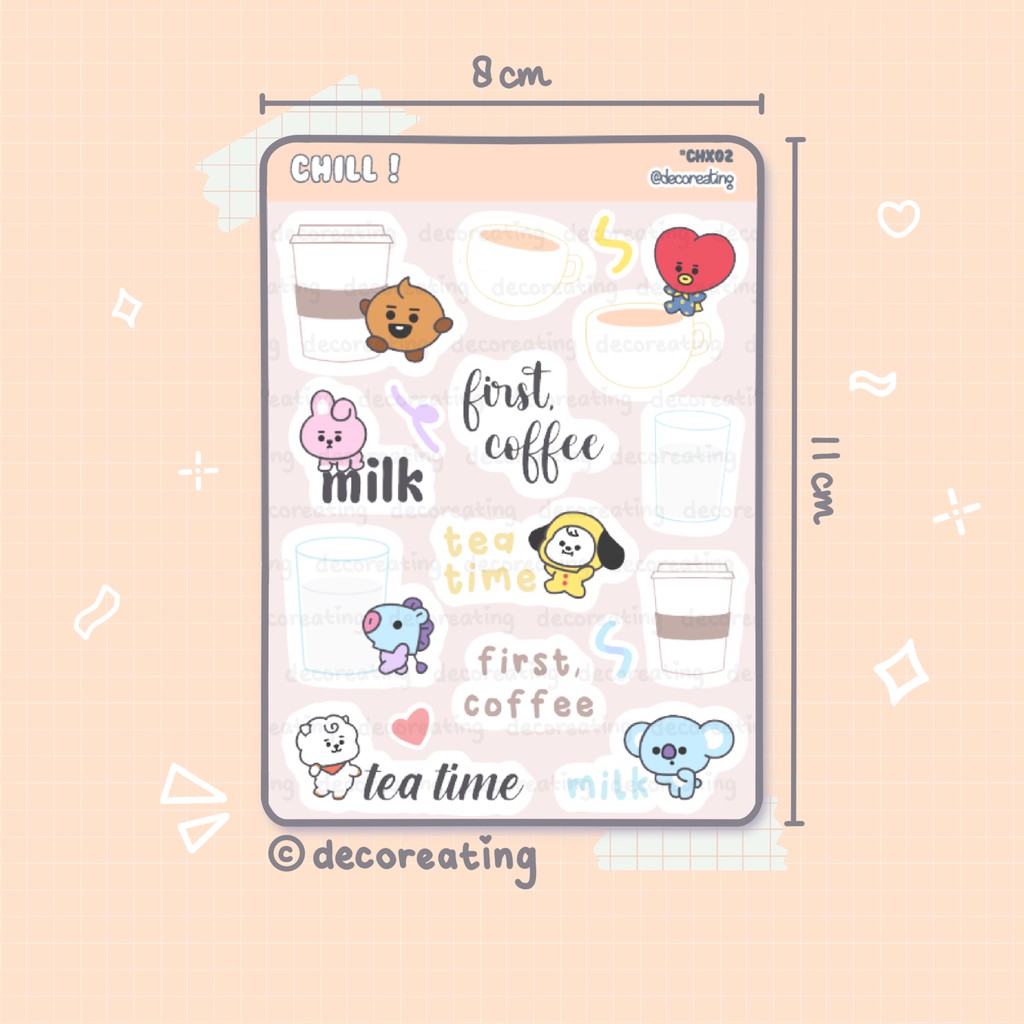Decoreating | Chill BT21 Aesthetic Sticker Sheet for Scrapbook ...