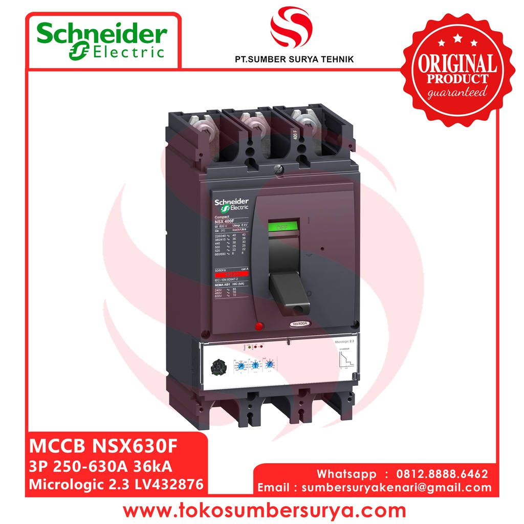 Jual MCCB NSX630F 3P 250-630A 36kA Saklar Listrik ON OFF LV432876 SNI Asli Ori Compact NSX ...
