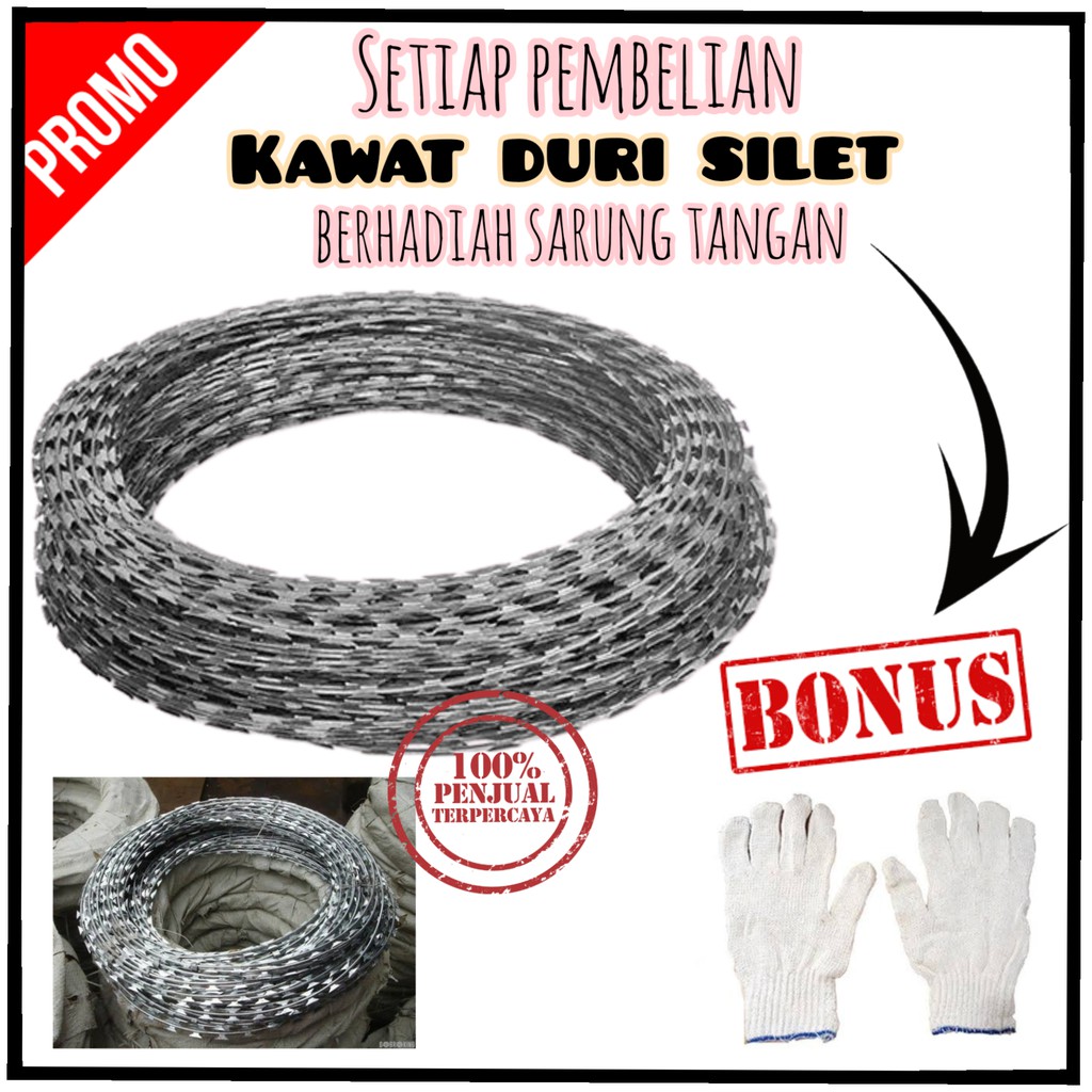 Jual Kawat Duri Silet Razor Wire BTO 30 Pengaman Bangunan Per Rol ...