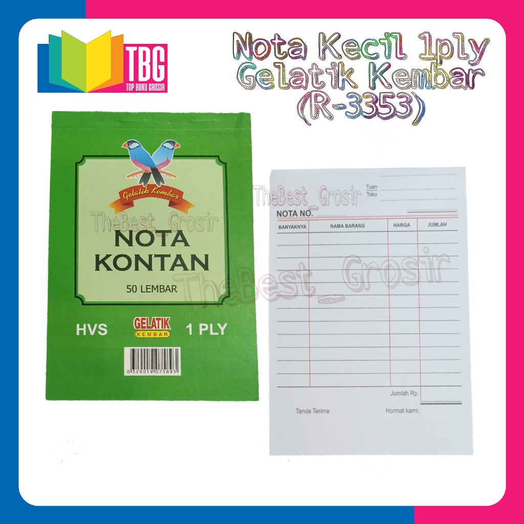 Jual 1PCS (50LEMBAR) NOTA KECIL 1 PLY GELATIK KEMBAR/ NOTA KONTAN/ NOTA ...