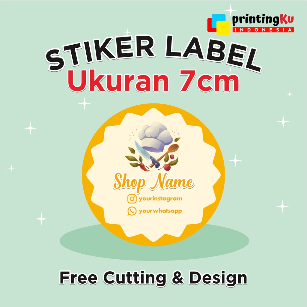 Jual CETAK STIKER LABEL NAMA UKURAN 7 CM / LABEL BULAT LABEL PRODUK ...