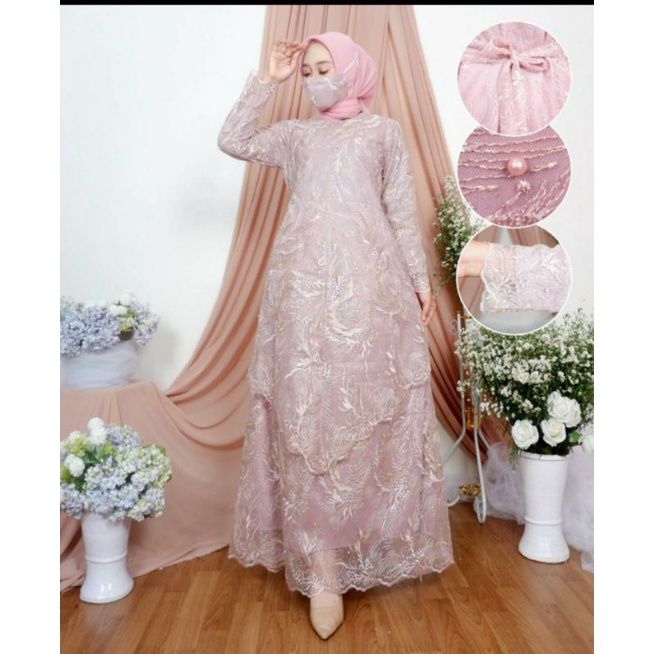 Jual Gamis Tile Mutiara // Gamis Tile Mutiara Mekar // Kebaya Wisuda, Kebaya Modern, Gamis ...