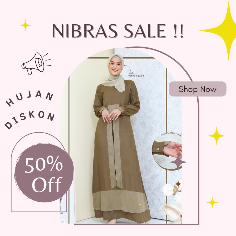 Jual Ready Gamis Nibras NB B24 Olive Flash Sale diskon 50% | Shopee ...