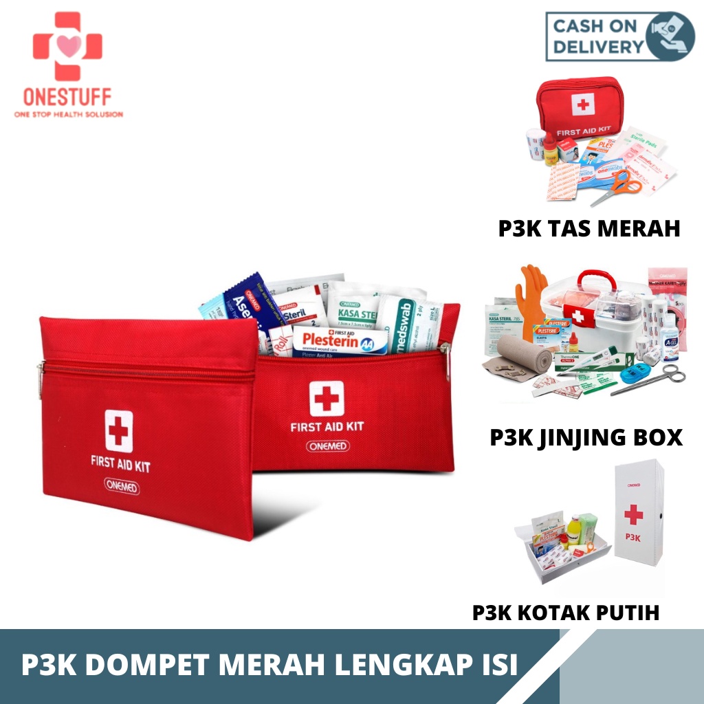 Jual Kotak P3K Dompet Merah Lengkap isi 1 set Perlengkapan Luka ...