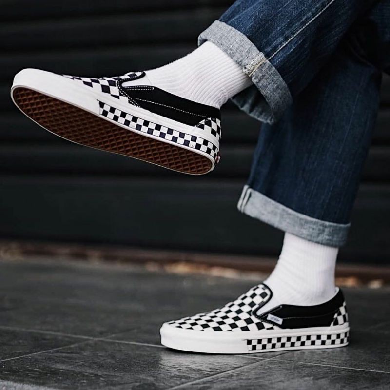 Jual Vans Slip On Nextor Checkerboard Black White Original | Shopee ...