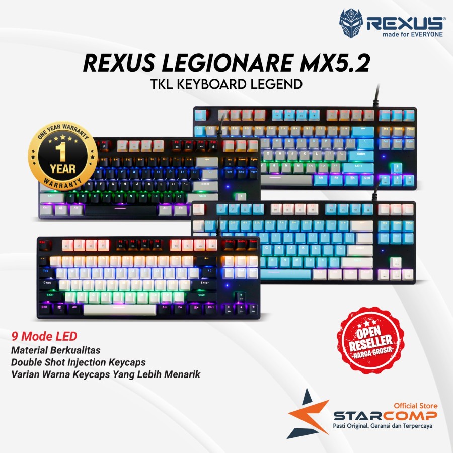 Jual Rexus Legionare MX5.2 Rainbow TKL Mechanical Gaming Keyboard ...