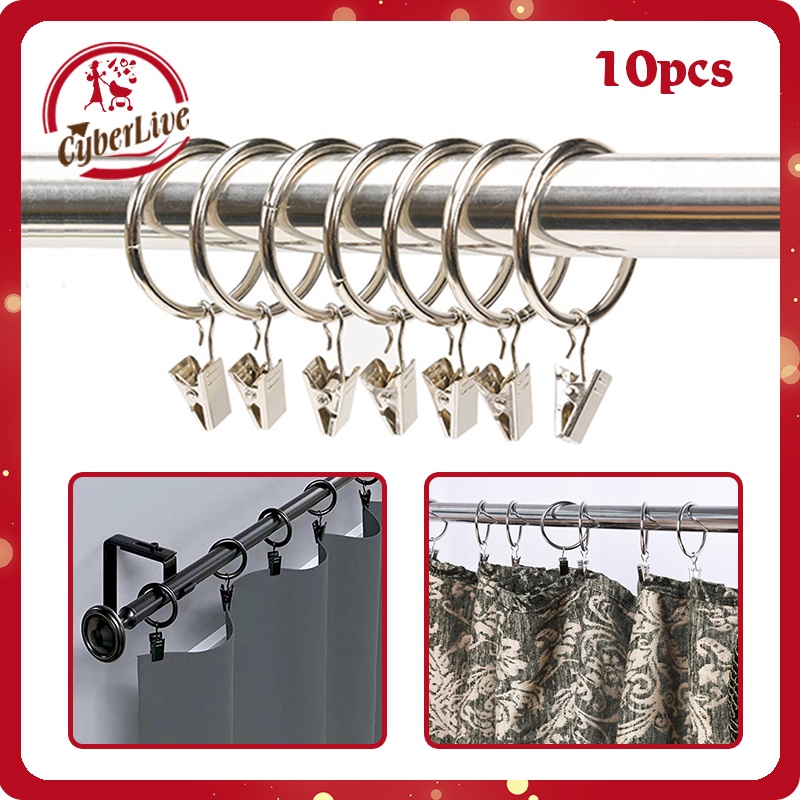 Jual 10pcs Gantungan Gorden Jendela 38mm Cincin Rel Gorden Dengan Klip ...