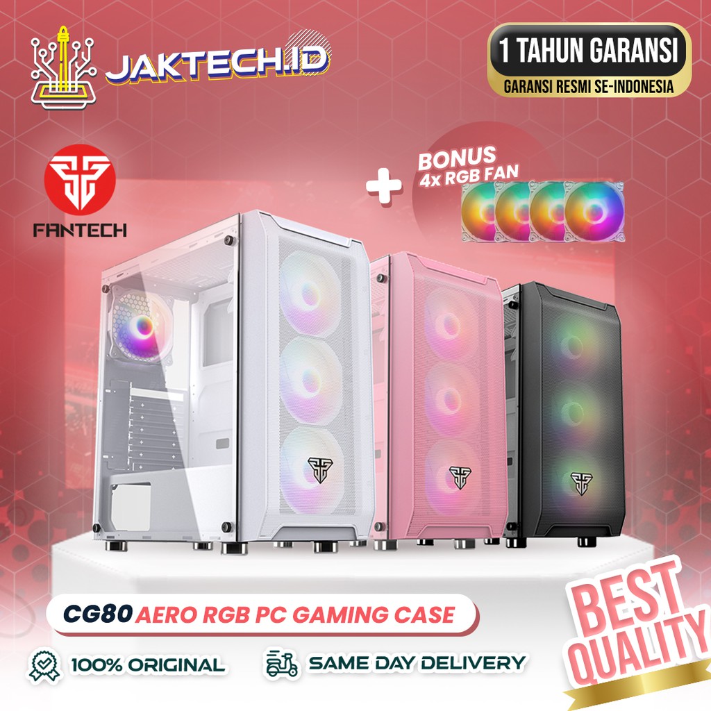 Jual Fantech Aero CG80 PC Casing Gaming Tempered Glass RGB Casing ...