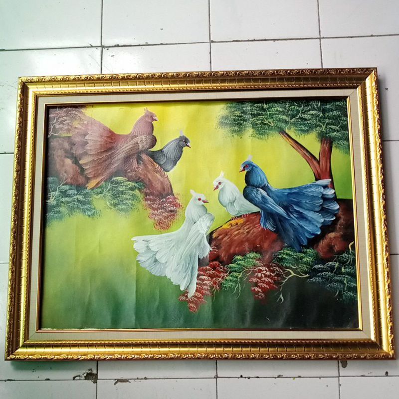 Jual lukisan merpati dan bingkai ukuran 60x80cm | Shopee Indonesia