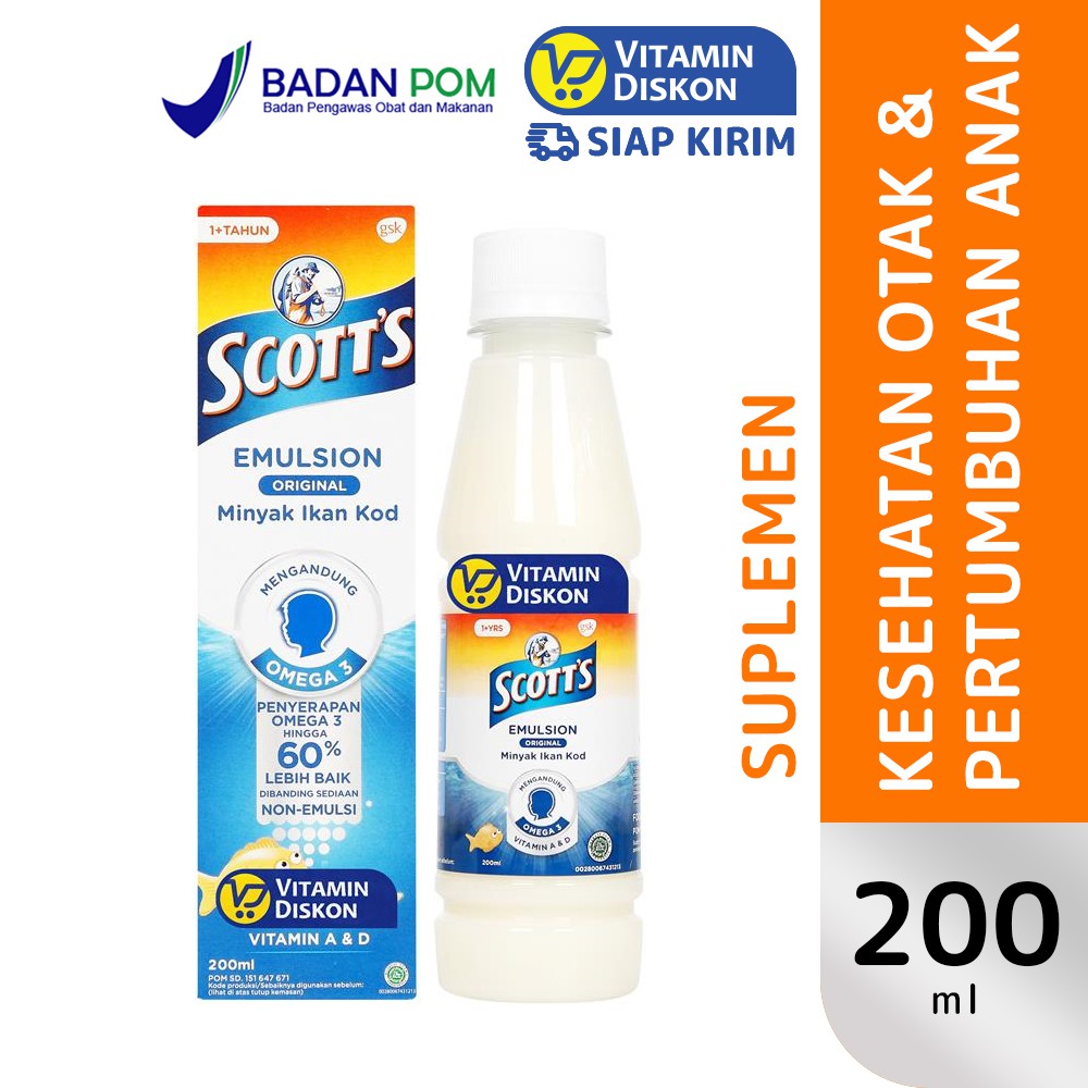 SCOTTS EMULSION ORIGINAL 200 ML |Suplemen Multivitamin , Kesehatan Otak ...