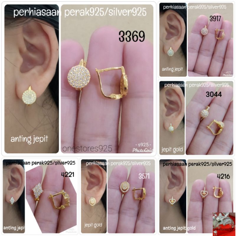 Jual anting jepit perak 925 asli silver lapis emas model model Indonesia|Shopee Indonesia