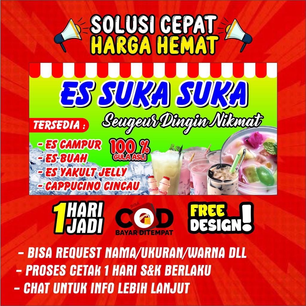 Jual Spanduk/Banner Es Buah Capcin Custom Ukuran 150 X 80 | Shopee ...