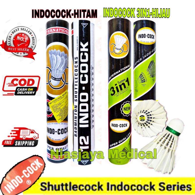 Jual SHUTTLECOCK INDOCOCK HIJAU 3IN1/INDOCOCK HITAM/ BULU TANGKIS ...