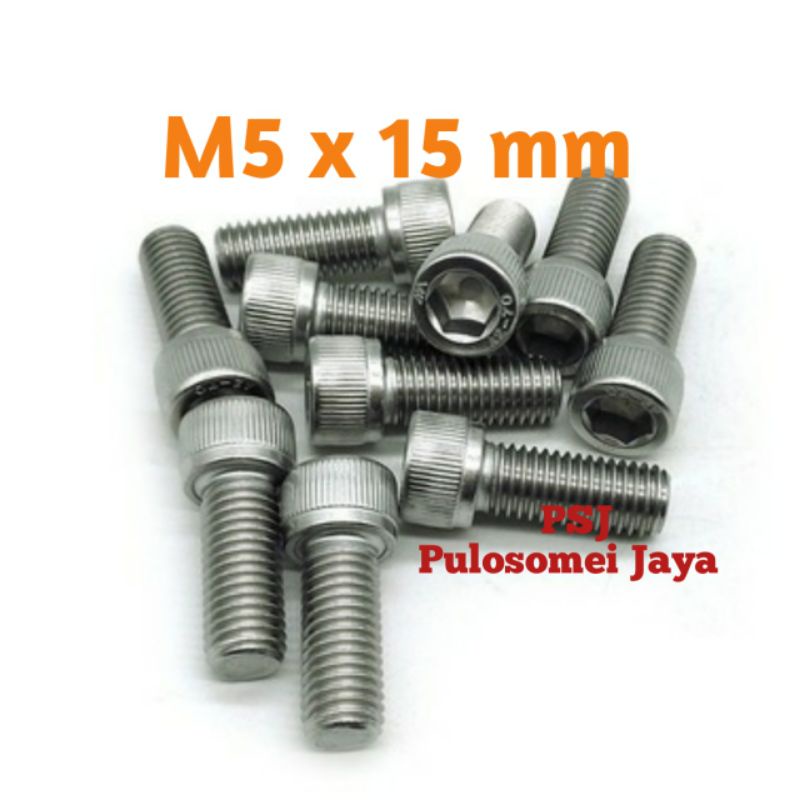 Jual Baut L M5 x 15 MM Stainless 304 / Hex Socket Head Cap Screw | Shopee Indonesia
