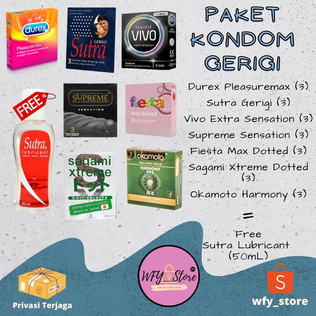 Jual Paket Kondom Bertekstur/Gerigi = Free Sutra Lubricant Gel (50 mL ...