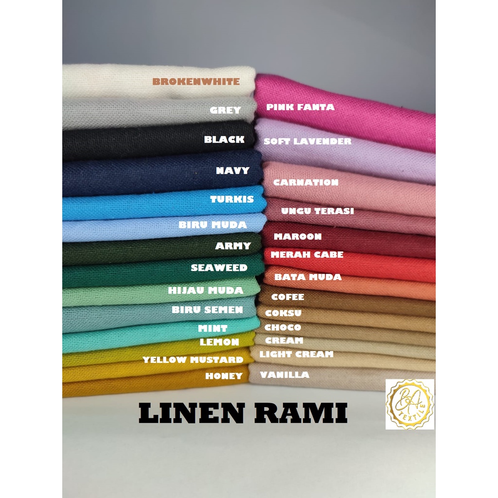 Jual 1 meter Kain katun linen rami / bahan Rami Polos Kualitas Premium ...