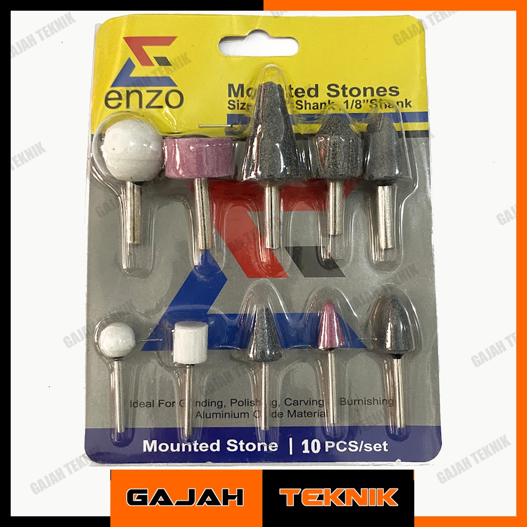 Jual ENZO Mounted Stone Set 10 Pcs Batu Gerinda Mini Osco Mata Tuner 3 ...