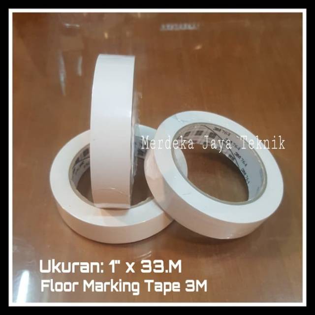 Jual Isolasi 3M Floo Marking Tape Tipe 764 Warna White/Putih Ukuran 24mm x 33.M Vinil Tape ...