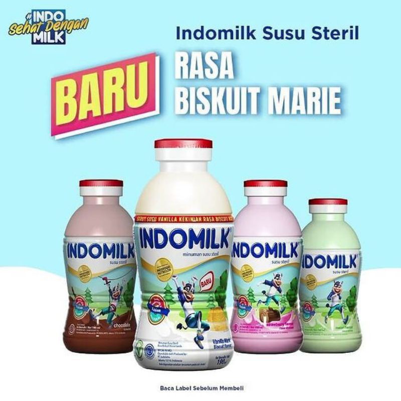 Jual Indomilk Susu Cair UHT Vanilla Marie Coklat Strawberry 190Ml | Shopee Indonesia