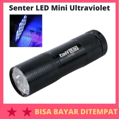 Jual Senter LED Mini Ultraviolet UV 400nm 9 LED / Alat Senter Lampu Cahaya LED UV Ultraviolet ...