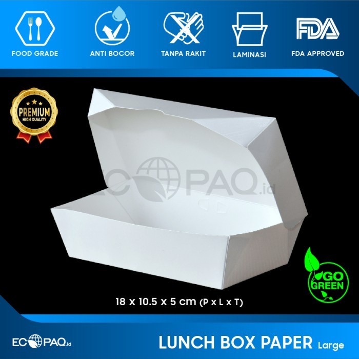 Jual Lunch Box Paper Kemasan Kotak Makanan Kertas Large - L (50 Pcs ...