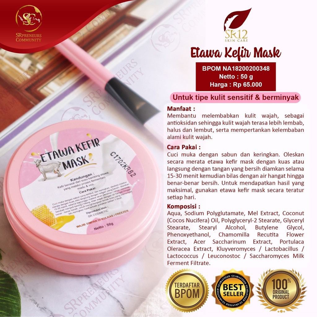 Jual SR12 ETAWA KEFIR MASK / MASKER SUSU KAMBING ETAWA ASLI UNTUK KULIT BERMINYAK & SENSITIF ...