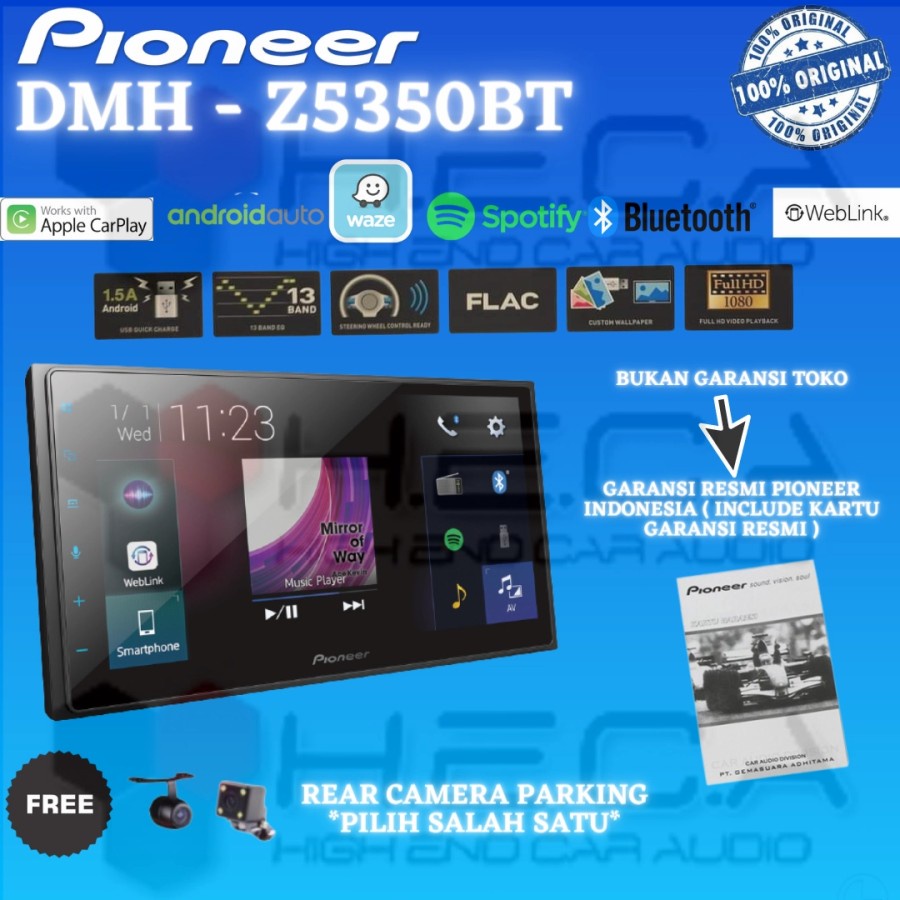 Jual Pioneer DMH-Z5350BT Head Unit Double Din DMH Z5350 BT Tape Audio + Cam | Shopee Indonesia