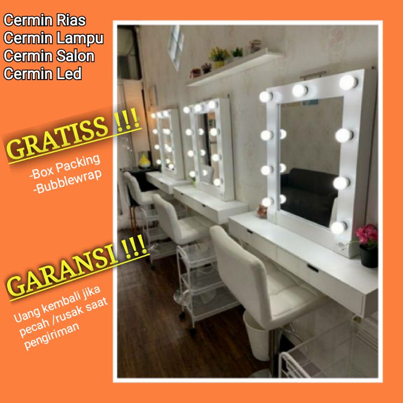 Jual Cermin Dinding Lampu Rias Salon Fashion Make up Cermin Murah Bagus ...
