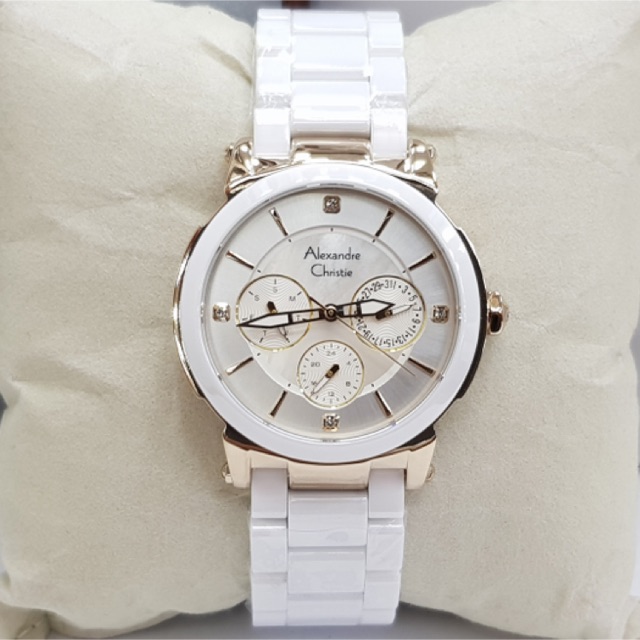 Jual Jam Tangan Wanita/Cewek Alexandre Christie AC 2517 Gold White ...