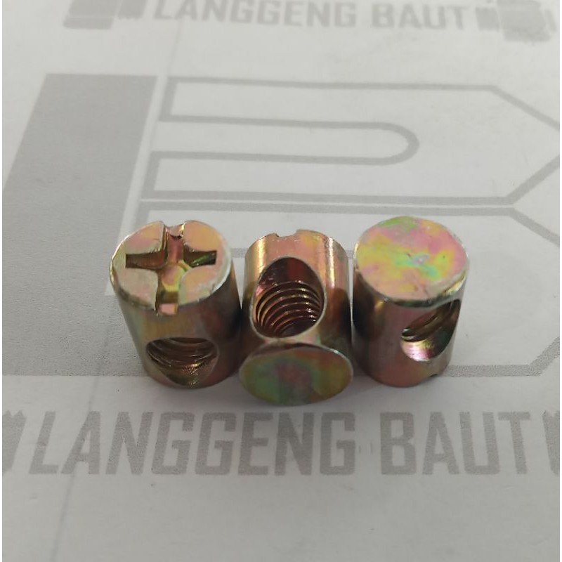 Jual Mur Guling / Palu M6 Kuning / Cross Dowel Nut / Baut Knockdown JRN ...