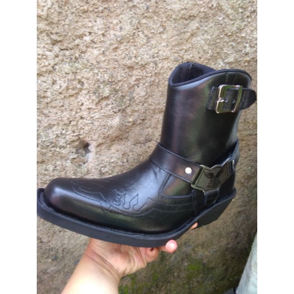 Jual Sepatu Jenggel Pria Kulit Asli Original Sepatu Cowboy Boots Bikers ...
