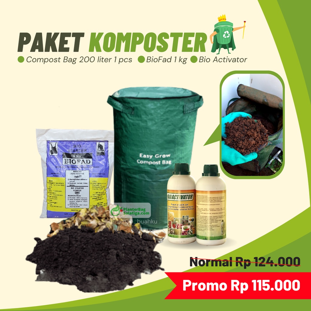 Jual PAKET Komposter Kilat 200 Liter Compost Bag Easy Grow Kompos Tas ...
