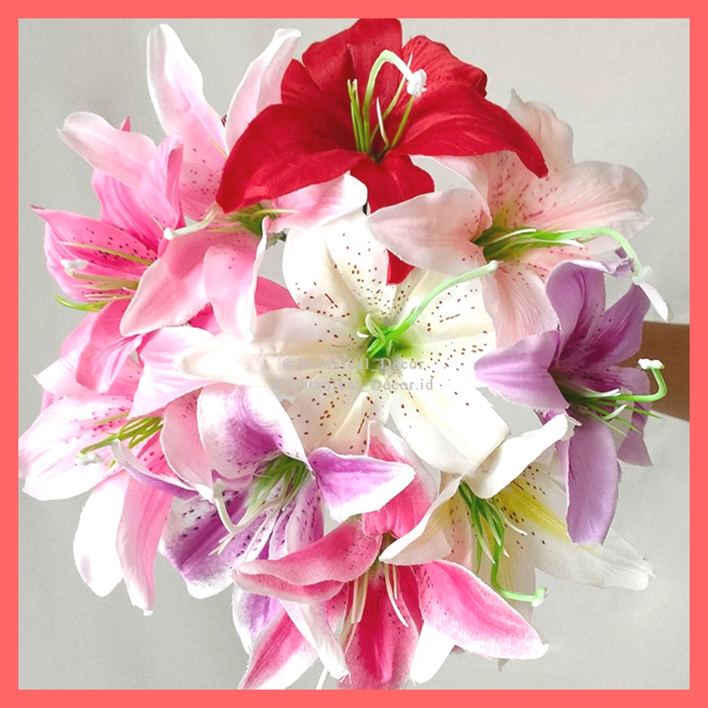 Jual Artificial Flower Lilium Bunga Lily Bakung Palsu Plastik Tangkai ...