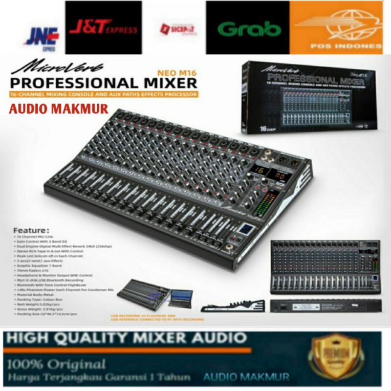 Jual Mixer Microverb Neo M16 Original Mixer 16 Channel effect digital 16 DSP full model | Shopee ...