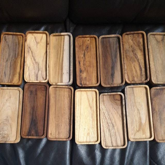 SALE !!! Rustic Recta wooden mini tray 8cm x 18cm ( kayu utuh ) tatakan ...