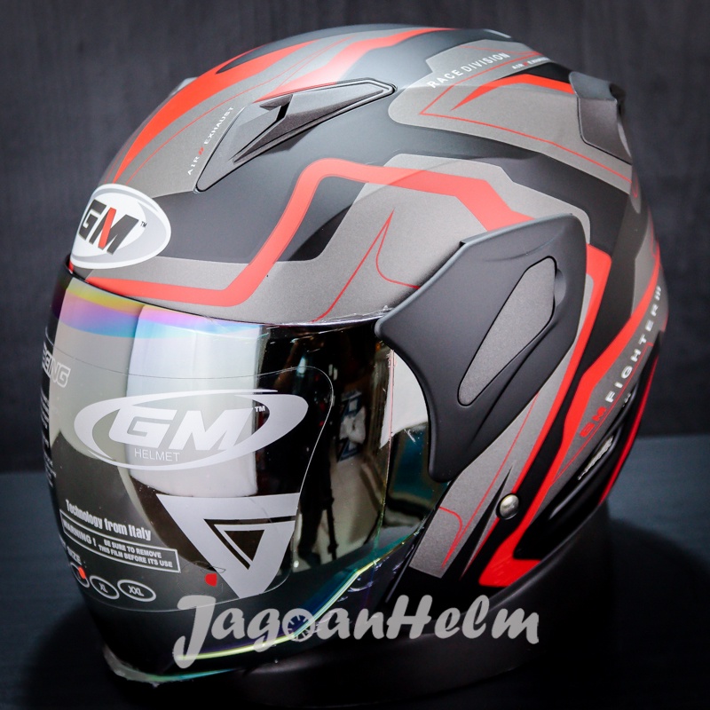 Jual GM HELM FIGHTER GV2 | BLACK RED DOFF | RAINBOW SINGLE VISOR ...