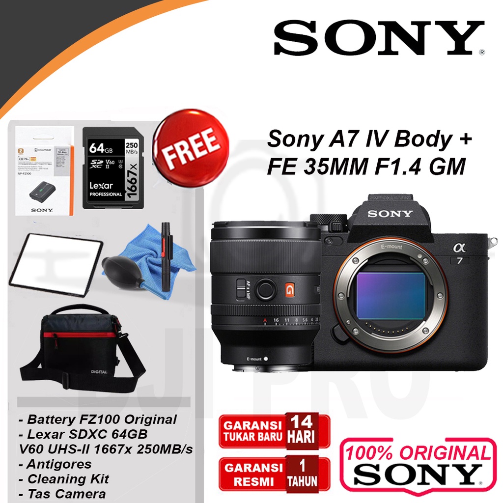 Jual Sony Alpha A7IV - A7 IV + FE 35MM F1.4 GM - Mark 4 - A7M4 ...