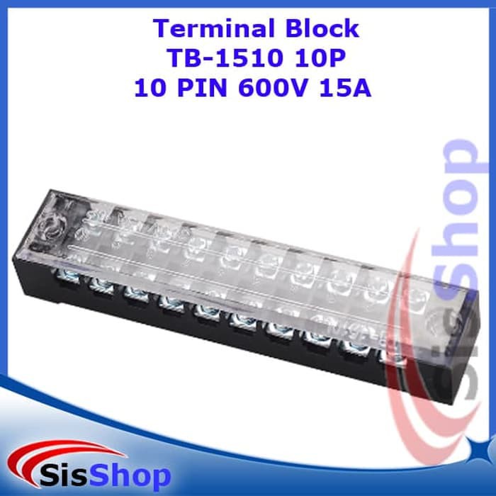 Jual TB-1510 TERMINAL BLOCK BLOK 10 KABEL 10 PIN 10P SEKRUP 3MM TB1510 ...