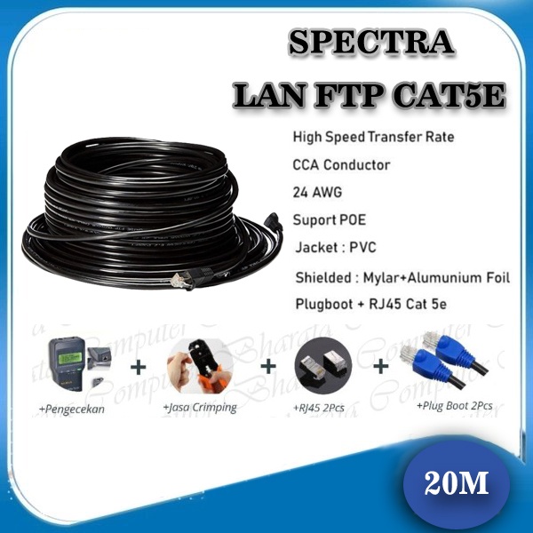 Jual KABEL LAN FTP CAT5E SPECTRA OUTDOOR 20 METER INCLUDE KONEKTOR RJ45 ...