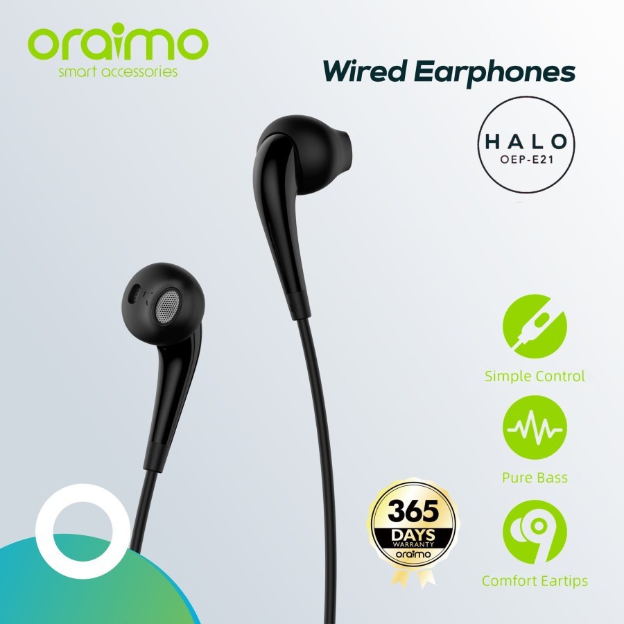Jual ORAIMO OEP-E21 HALO EARPHONE HEADSET 10MM PURE BASS SIMPLE CONTROL ...