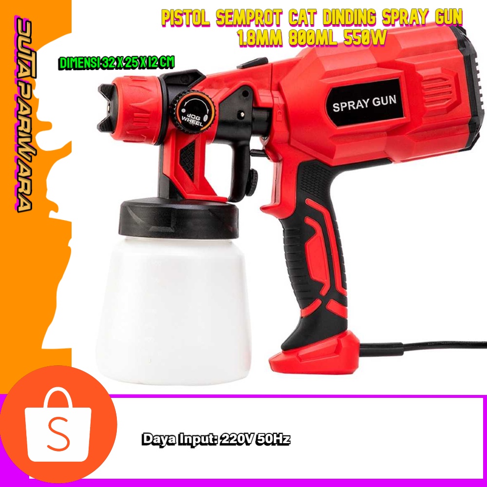 Jual Pistol Semprot Cat Dinding Spray Gun 1.8mm 800ml 550W Suitable for ...