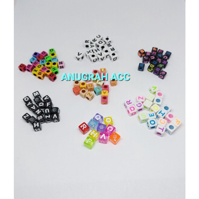 Jual manik mote alfabet ABC kotak isi 100pcs | Shopee Indonesia