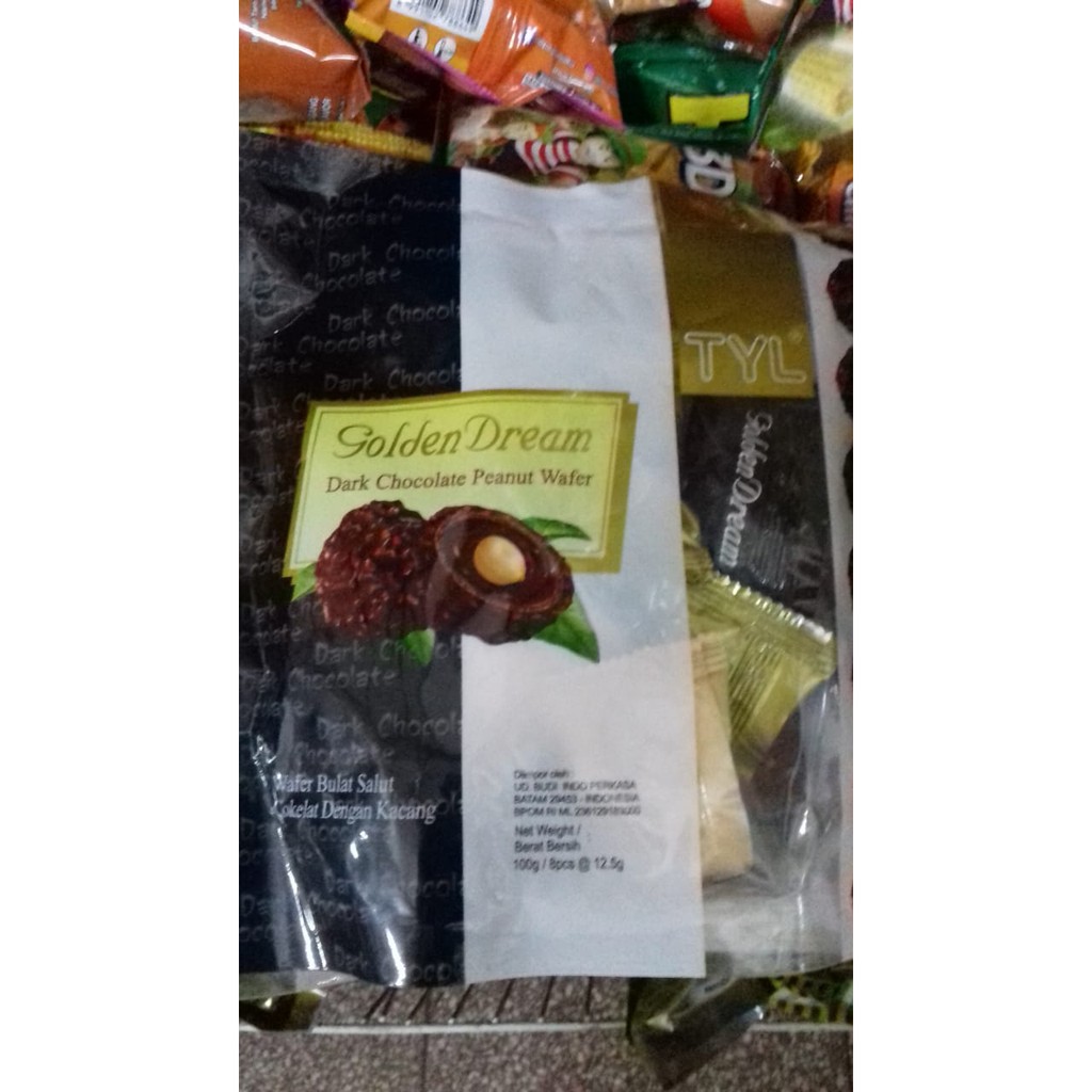 Jual TYL - GOLDEN DREAM - Dark Chocolate Peanut Wafer (8 pcs @12,5 gram ...