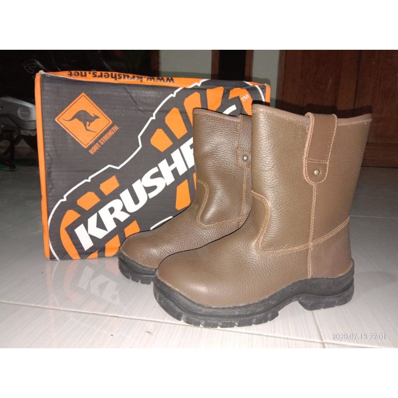Jual sepatu safety kruser krusher krushers texas brown | Shopee Indonesia