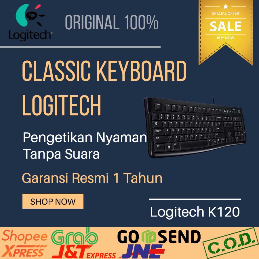 Jual Keyboard Logitech K120 Optical USB | Keybord | Keyboard Eksternal ...