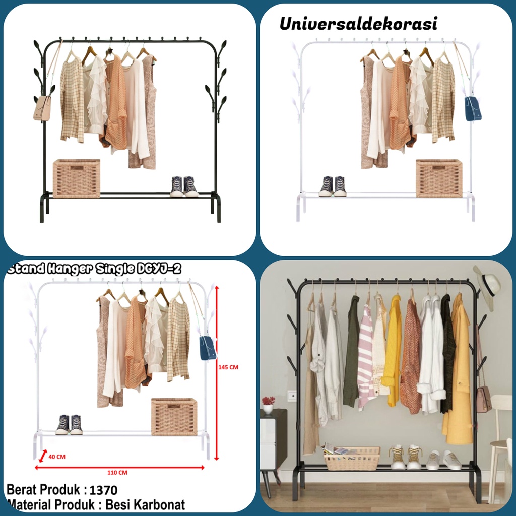Jual Stand Hanger Gawang Besi Kuat Putih Hitam Butik Display Gawangan ...