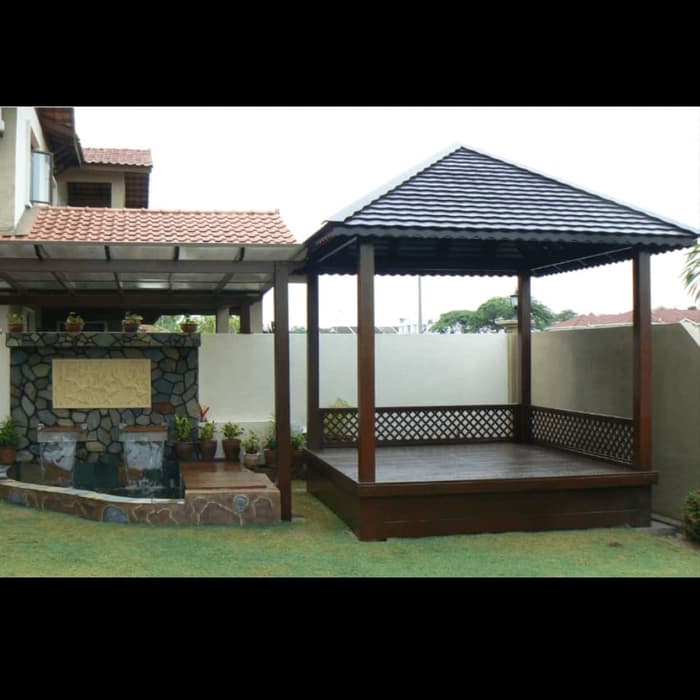 Jual Gazebo taman kolam saung modern kayu 2x2m Asli Jepara Indonesia ...